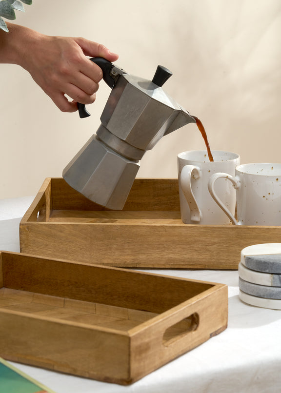 Add Texture and Elegance with 2 Mango Wood Trays | Wood